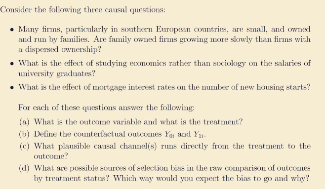 Solved Consider The Following Three Causal Questions Many