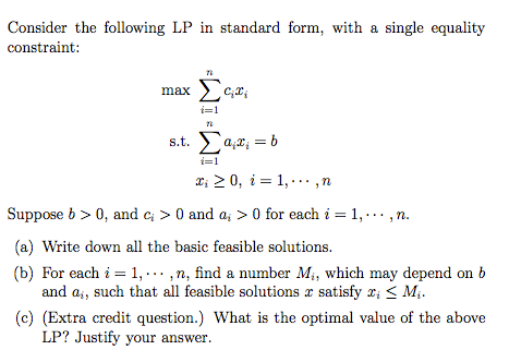 Consider the following LP in standard form, with a | Chegg.com