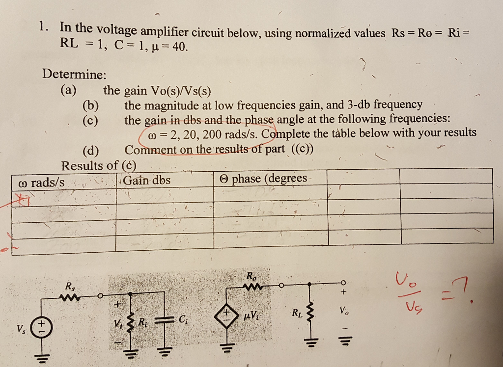 Solved In the voltage amplifier circuit below, using | Chegg.com
