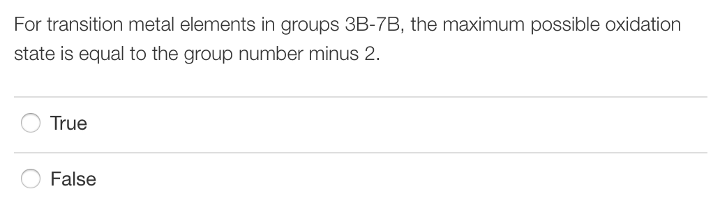 Solved For transition metal elements in groups 3B-7B, the | Chegg.com