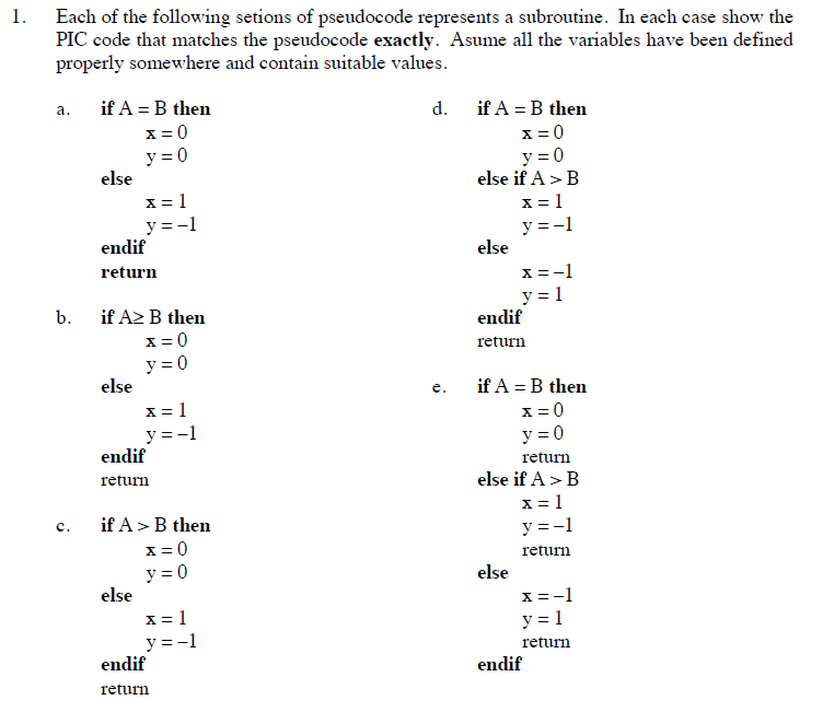 1. Each of the following setions of pseudocode | Chegg.com