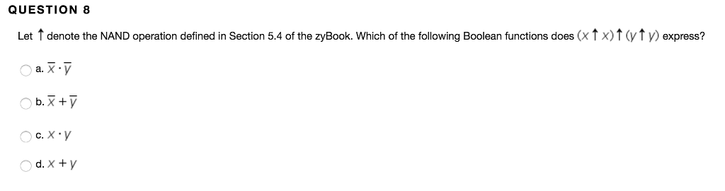 Solved Let uparrow denote the NAND operation defined in | Chegg.com