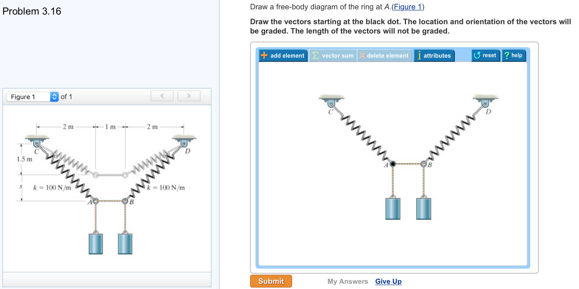 Solved Draw a free-body diagram of the ring at A Draw the | Chegg.com Solved Draw a free-body diagram of the ring at A Draw the | Chegg.com