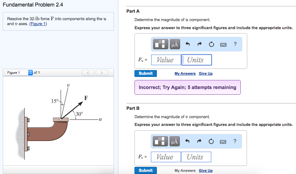 Solved Resolve the 32-lb force F into components along the u | Chegg.com