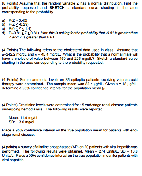 Solved Assume that the random variable Z has a normal | Chegg.com