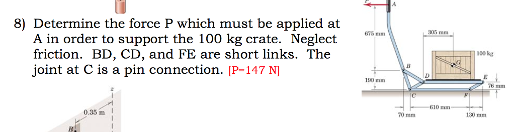 Solved Determine The Force P Which Must Be Applied At A In