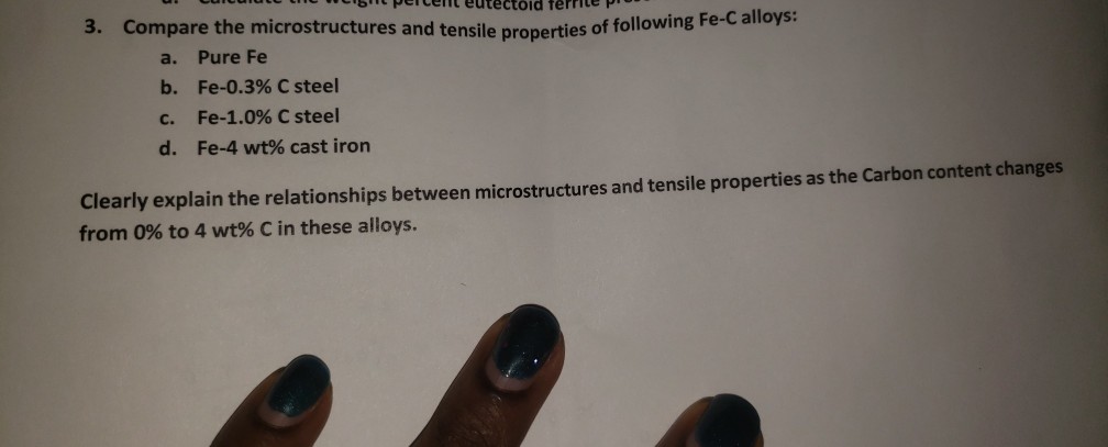 Solved sn percent eutectoid fèrrite P Compare the | Chegg.com