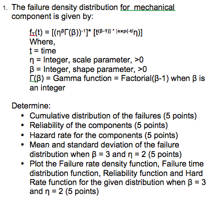 Solved The failure density distribution for mechanical | Chegg.com