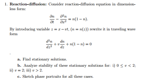 Reaction-diffusion: Consider reaction-diffusion | Chegg.com