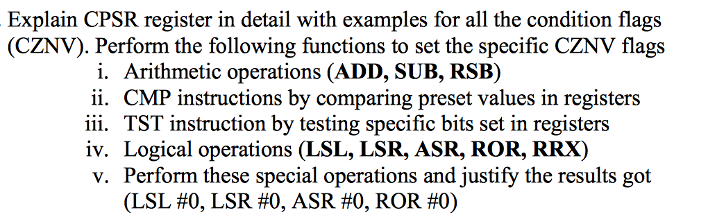 Solved Explain Cpsr Register In Detail With Examples For All