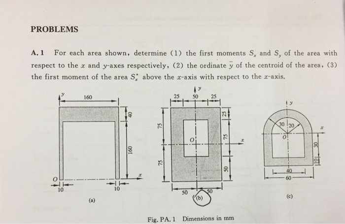 Solved For each area shown, determine (1) the first moments | Chegg.com
