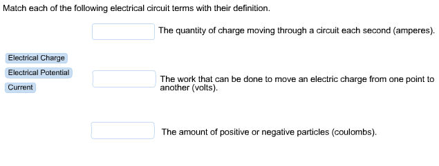 Solved Match each of the following electrical circuit terms | Chegg.com