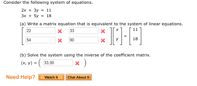 Solved Consider the following system of equations. 2x + 3y = | Chegg.com