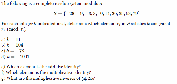 Solved The following is a complete residue system modulo n S | Chegg.com