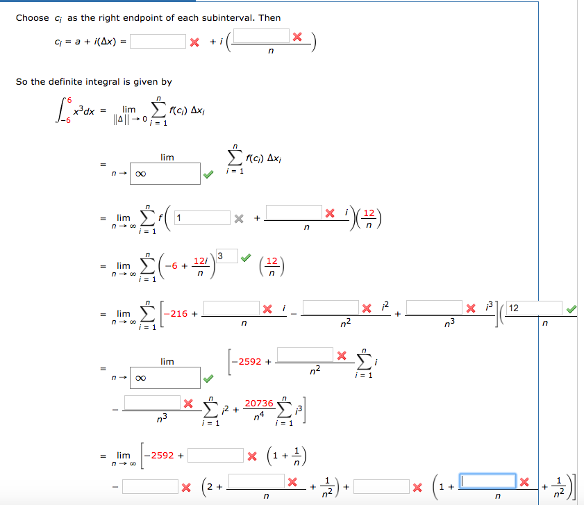 Solved Choose ci as the right endpoint of each subinterval. | Chegg.com