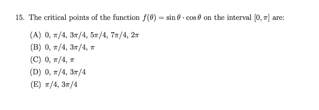 Solved The critical points of the function f(theta) = sin | Chegg.com