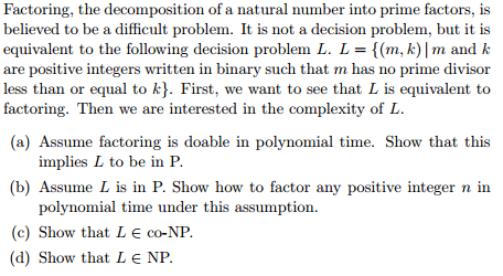 Factoring, the decomposition of a natural number into | Chegg.com