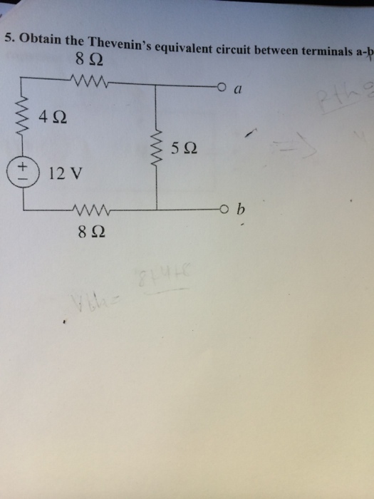 Solved 5. Obtain the Thevenin's equivalent circuit between | Chegg.com