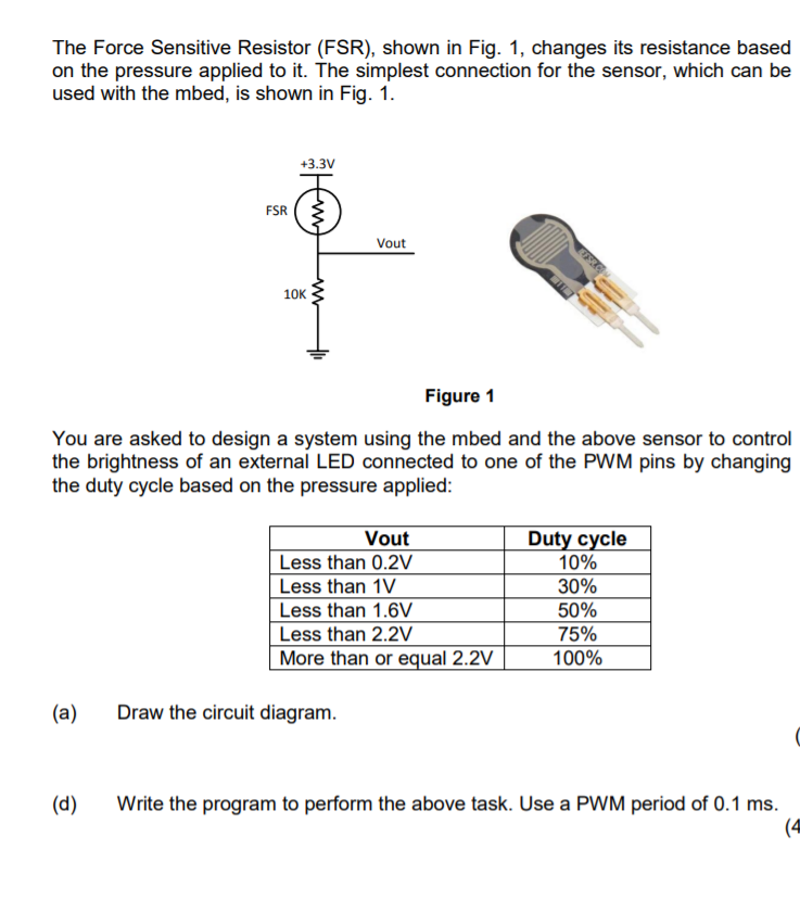 The Force Sensitive Resistor (FSR), shown in Fig. 1, | Chegg.com