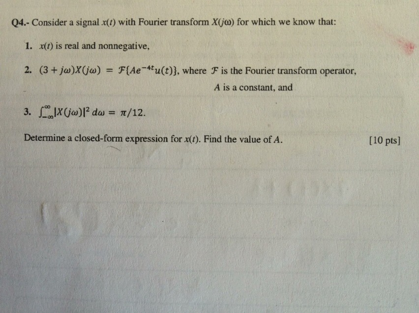 Solved Consider a signal .r(t) with Fourier transform X(j | Chegg.com