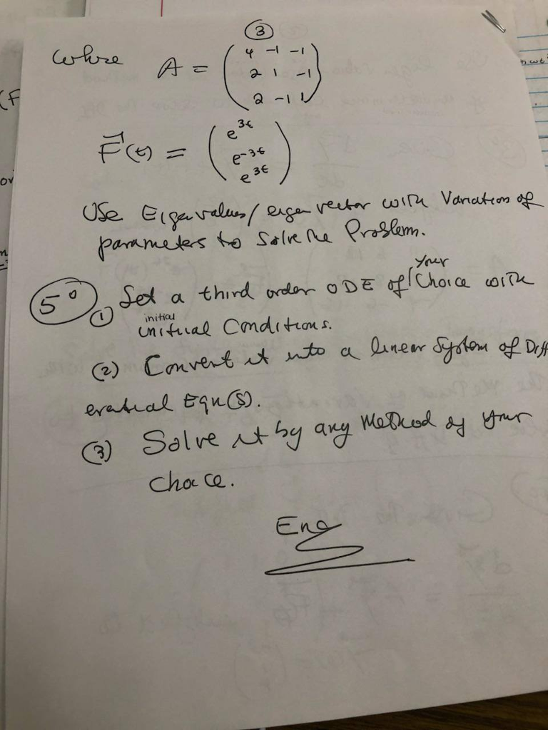 Solved Question 5 (1)Set a third order ODE of your | Chegg.com