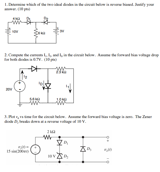 Solved Determine Which Of The Two Ideal Diodes In The