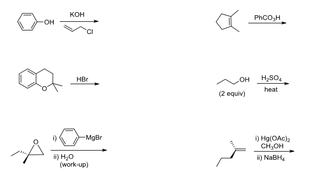 Solved KOH OH HBr MgBr ii) H20 (work-up) PhCO3H H SO, OH | Chegg.com