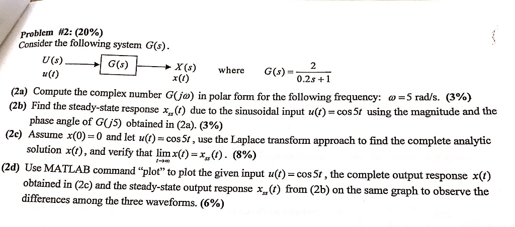 Solved Problem #2:(20%) Consider the following system G(s) | Chegg.com