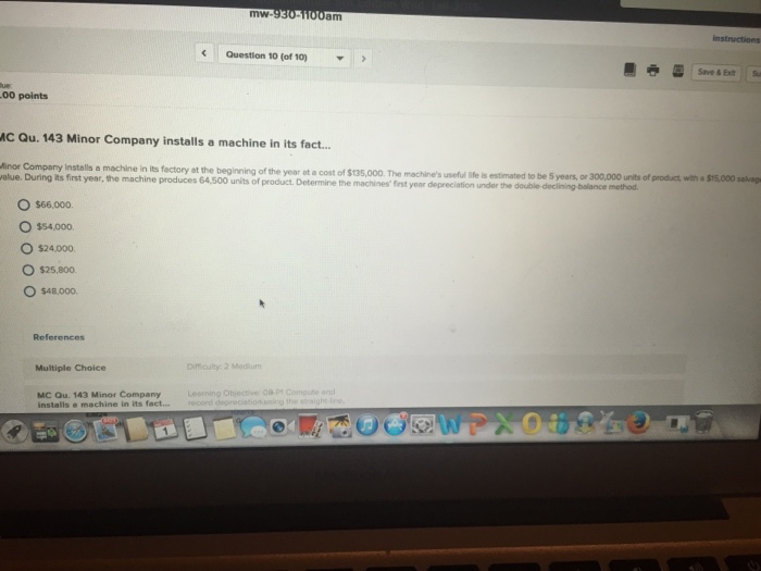 Solved Minor Company installs a machine in its factory at | Chegg.com