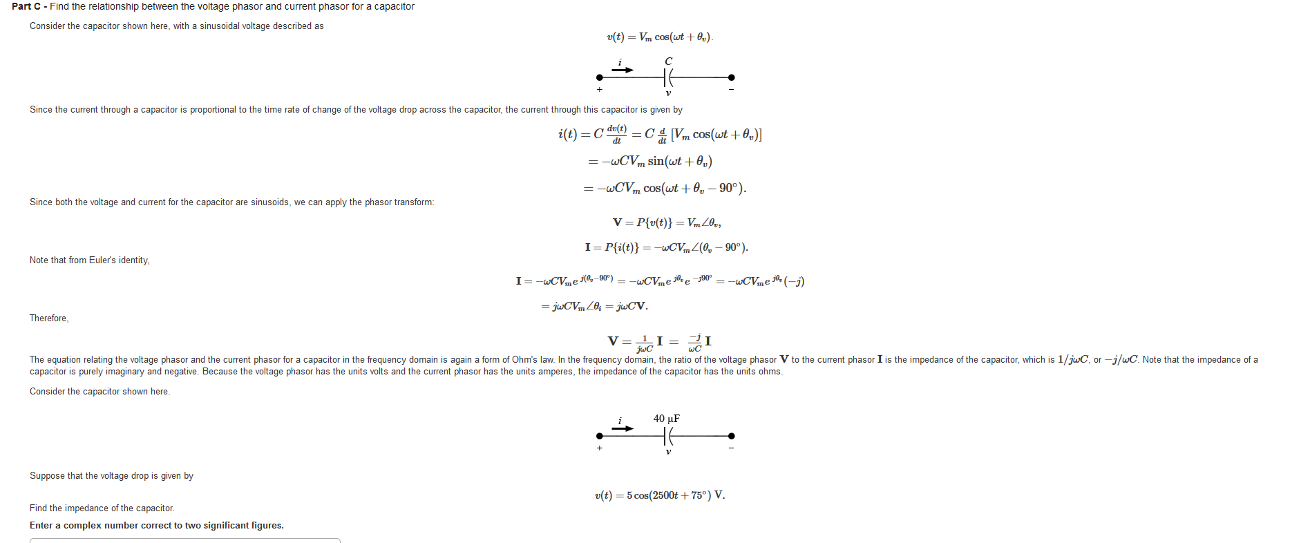 Solved Find the relationship between the voltage phasor and | Chegg.com