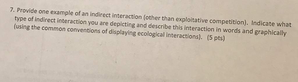 Solved Provide one example of an indirect interaction (other | Chegg.com