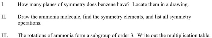 Solved I. how many planes of symmetry does benzene have? | Chegg.com