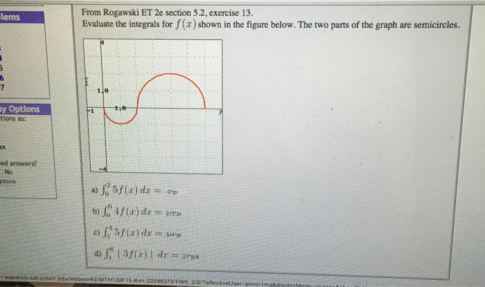 Solved From Rogawski ET 2c section 5.2, exercise 13. | Chegg.com