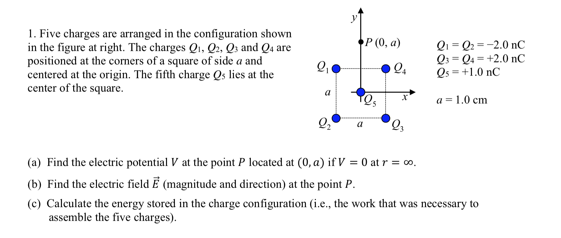 Solved 1. Five charges are arranged in the configuration | Chegg.com
