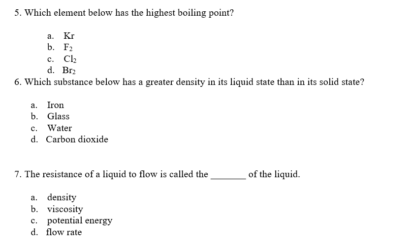 Solved Which element below has the highest boiling point? | Chegg.com