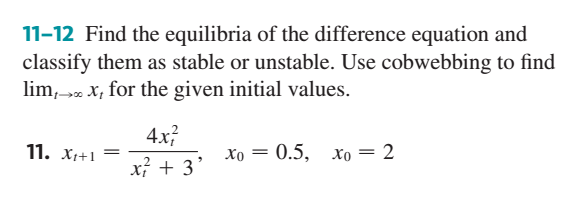 Solved Find the equilibria of the difference equation and | Chegg.com