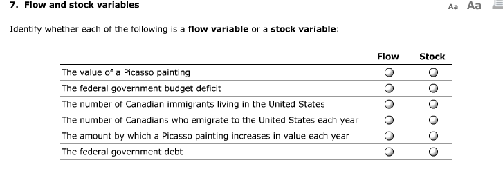 Solved 7. Flow and stock variables Identify whether each of | Chegg.com