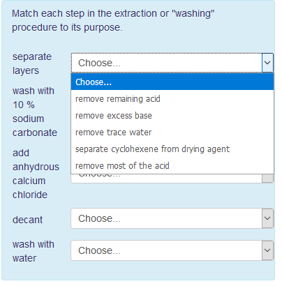 Solved Match each step in the extraction or "washing | Chegg.com