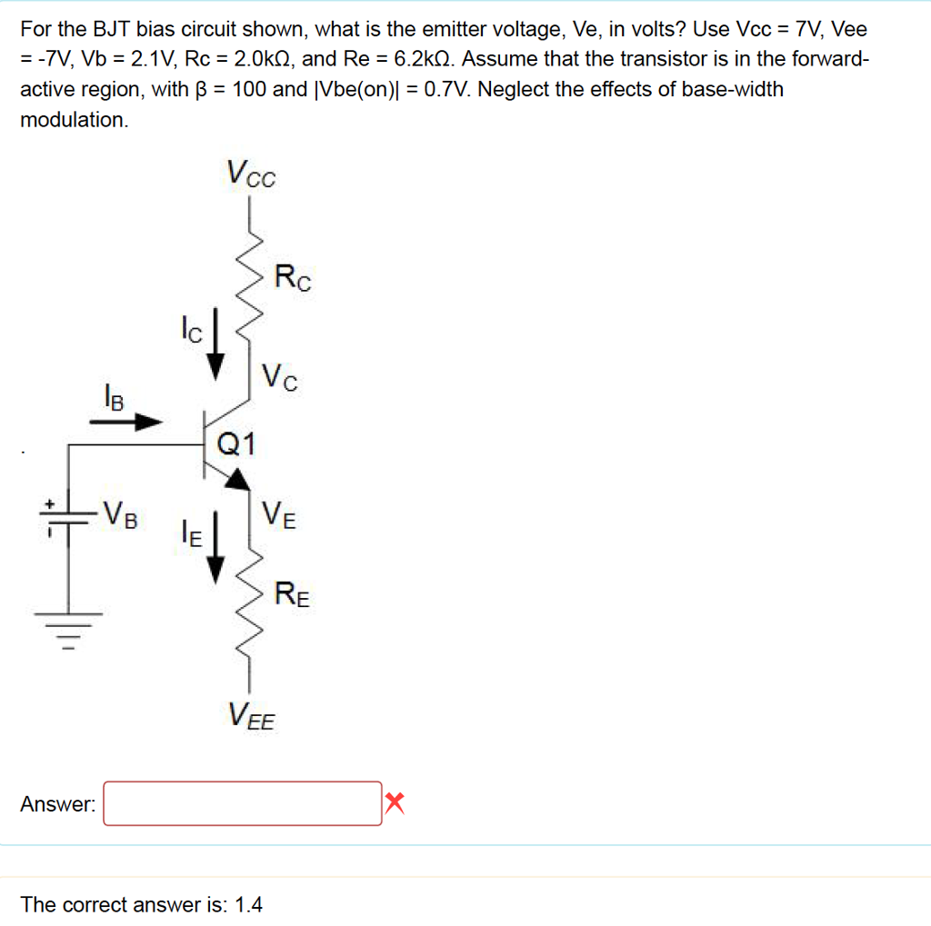 Solved For the BJT bias circuit shown, what is the emitter | Chegg.com