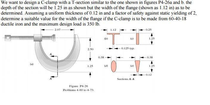 We want to design a C-clamp with a T-section similar | Chegg.com
