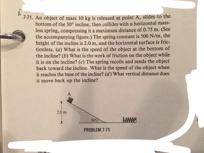 Solved 7-71. An object of mass 10 kg is released at point A, | Chegg.com