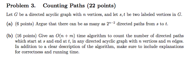 Problem 3. Counting Paths (22 points) Let G be a | Chegg.com