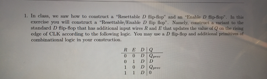 Solved I. In class, we saw how to construct a "Resettable D | Chegg.com