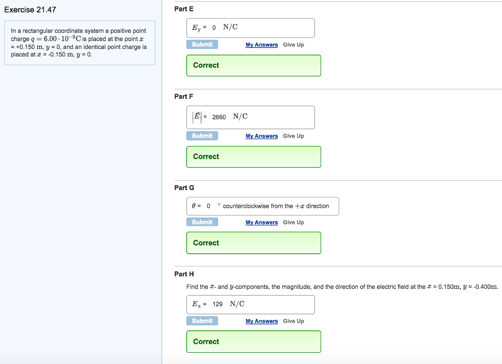 Solved Exercise 21.47 n a rectangular coordinate system a | Chegg.com