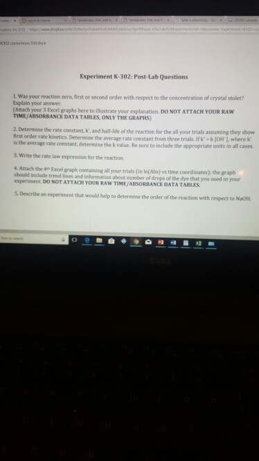 Solved Experiment K-302: Post-Lab Questions 1. Was your | Chegg.com