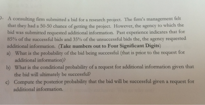 A consulting firm submitted a bid for a research | Chegg.com