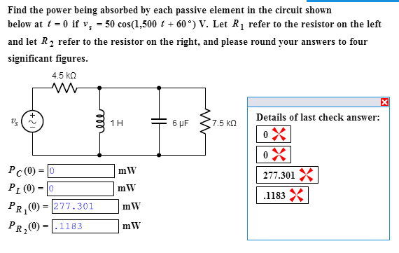 Solved Find the power being absorbed by each passive element | Chegg.com