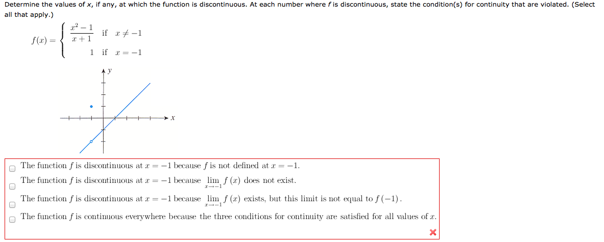 Solved Determine the value of x, if any , at which the | Chegg.com