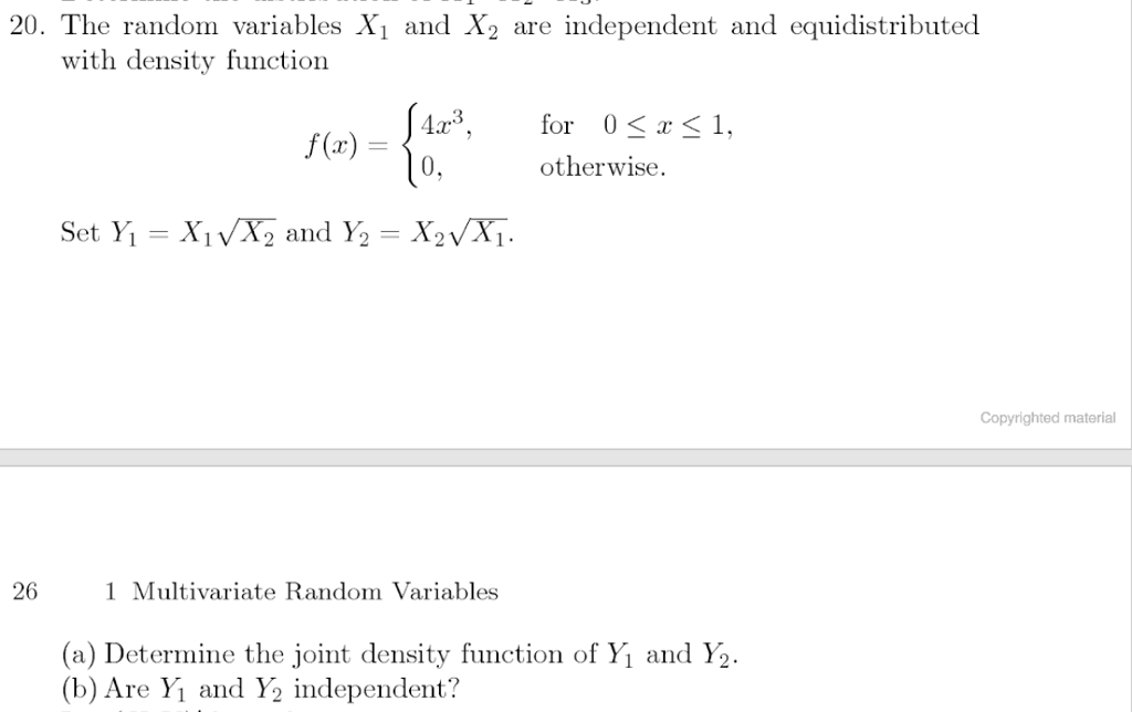 Solved 20. The random variables Xi and X2 are independent | Chegg.com