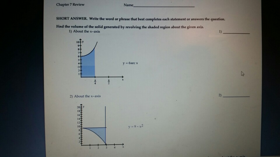 Solved Chapter 7 Review Name SHORT ANSWER. Write the word or | Chegg.com